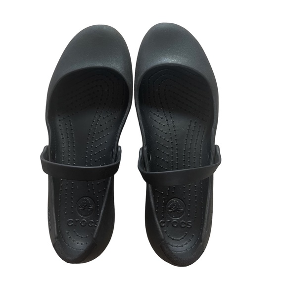 CROCS | Shoes | Crocs Womans Black Ballet Flats With Straps Size 9 ...